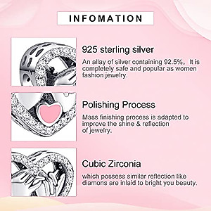 Annmors Love Heart Charm 925 Sterling Silver for Woman Beads Gifts for Women Bracelet&Necklace
