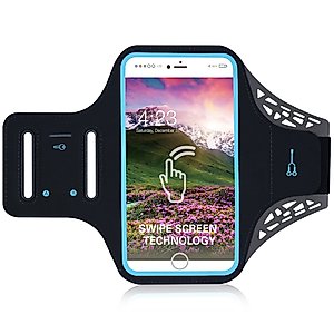 Premium Cell Phone Armband Holder Sports Running Arm Case with Headphone Hole for iPhone Xs Max 8 7 6 Plus Galaxy S10+ S9 S8 S7 Moto G7 G6 E5 Play Z4 Z3 Play Google Pixel 3a Razer Phone 2 (Black)