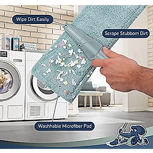 DSV Standard Professional Microfiber Floor Mop with 3 Washable Mop Pads and 1 Dirt Removal Scrubber | 360° Rotation Mop Head 16.8" | Ideal for Hardwood, Laminate, Tile & For Home/Office Floor Cleaning