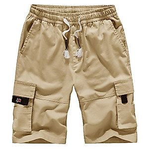 XinYangNi Plus Size Bermuda Shorts for Women Cotton Cargo Shorts Relaxed Fit Casual Summer Shorts Multi-Pocket Khaki US 12-14