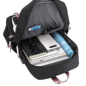 CUSALBOY Kpop Backpack Lisa Rose JISOO Jennie Shouler Bag Messenger Bag Fashion USB Charging Backpack (black 4)