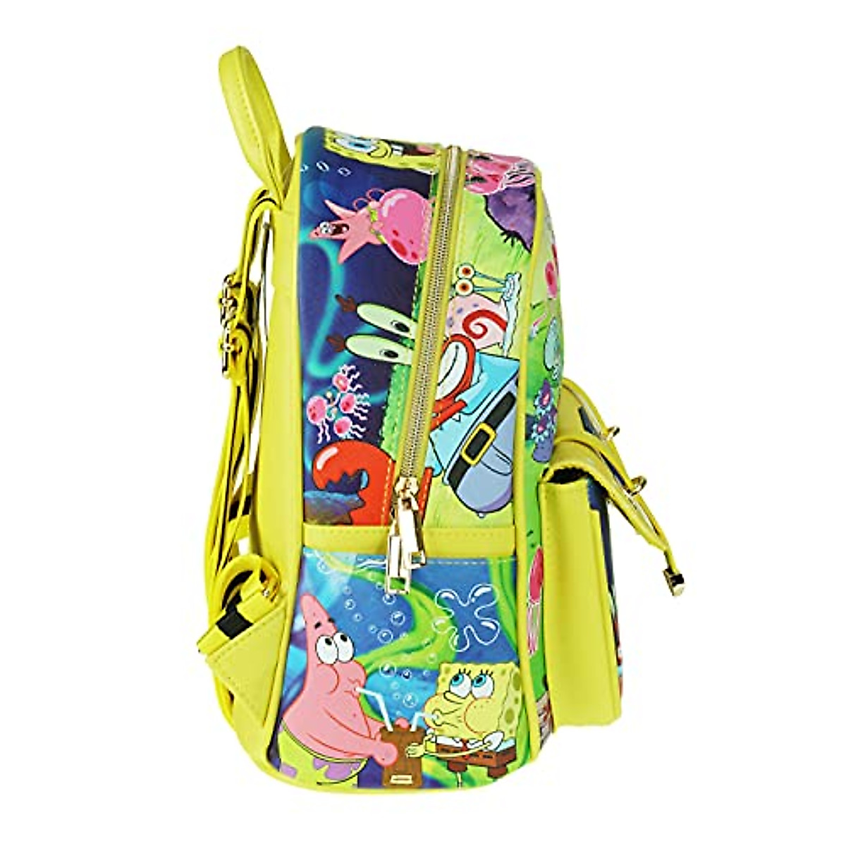 KBNL SpongeBob 11 inch Faux Leather Mini Backpack - A21343, Multicolor, Small