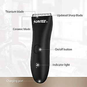 Adhope Body Hair Trimmer and Shaver for Men - Body Groomer for Groin&Ball w/Lighting - Pubic Hair Trimmer Replaceable Ceramic Blade Heads - Ergonomic Electric Razor IPX7 Waterproof Wet/Dry