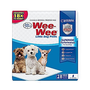 Four Paws Wee-Wee Superior Performance Little Dog Pee Pads - Small Dog & Puppy Pads for Potty Training - Dog Housebreaking & Puppy Supplies - 16.5"x23.5" (28 Count)
