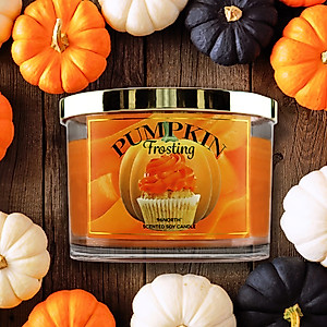 96NORTH Pumpkin Frosting Scented Candle | 3-Wick Large Jar Candle | 12 Oz Up to 40 Hours Burning Time | 100% All Natural Soy Wax Candle | Housewarming Gift for Women and Men