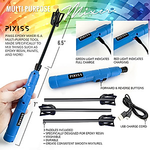 Epoxy Mixer Resin Mixer - Rechargeable Battery Electric Handheld Mixer for Resin Accessories, Epoxy Stirrer for Resin, Silicone Resin Molds Mixing, Epoxy Molds, DIY Crafts Tumblers, 3 Included Paddles