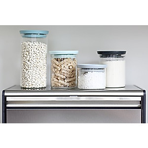 Brabantia Fall Front Bread Box - Matte Steel Fingerprint Proof with Black Sides, 299186