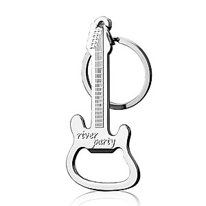 Beer Bottle Guitar Opener Keychain Creative Key Ring Beverage Openers Kitchen Accessories