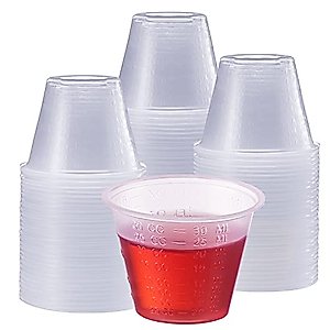 [300 Count - 1 oz.] Plastic Disposable Medicine Measuring Cup for Liquid Medicine, Epoxy, & Pills