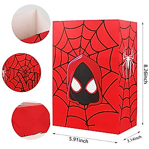 24 Pcs Theme Party Bags with 24 Pcs Hero Stickers,Birthday Treat Gift Bags,Paper Favor Bags for Birthday Supplies Decorations