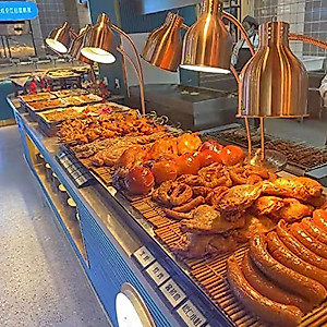 GAINTOO Dual Bulb Food Heat Lamp Restaurant Food Warmer Light Portable Heating Lamps (Dual Head(Copper))