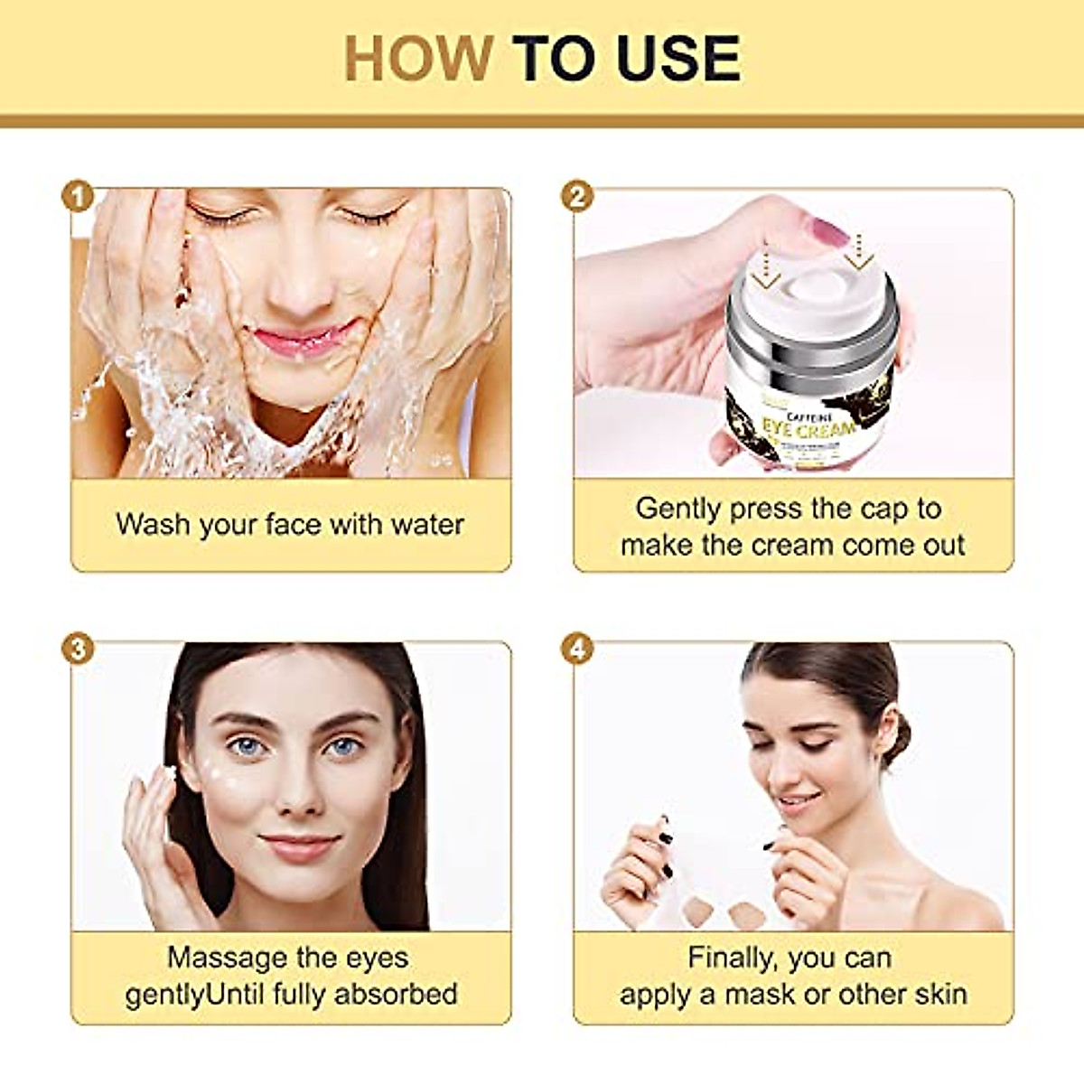 ELBBUB Caffeine Eye Cream, Anti Wrinkle Eye Cream and Puffiness-with Collagen, Puffiness, Wrinkles,Crows Feet Eye Lift Treatment For Men & Women