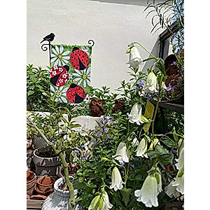 LAYOER Garden flag 12.5 x 18 inches Red ladybug White Flowers daisy outdoor Spring decor
