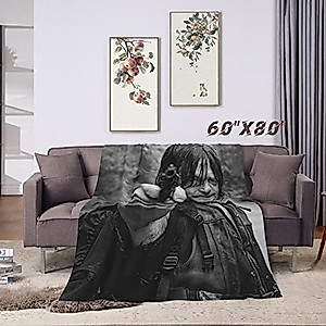 Norman Reedus Flannel Blanket Daryl Dixon Soft Air Conditioner Blanket Anti-Pilling Lap Blanket for Sofa Bedroom Living Room 50x40 inch