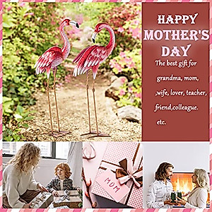 Natelf Pink Flamingo Yard Decorations, Metal Garden Statues and Sculptures, Standing Bird Lawn Ornaments for Patio Backyard Pond Decorations…