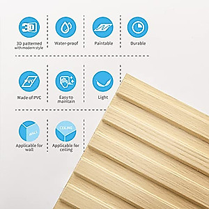 Art3d Slat Wall Panel, 3D Fluted Textured Panel 12-Tile 19.7 x 19.7in. - Oak