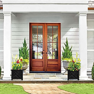 Trenton Gifts Chippendale Planters. Set of 2 .Black. Great for Outdoor Decor, Patio and Lawn Plant Holder