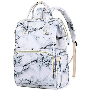 CAMTOP Travel Laptop Backpack with USB Charging Women Girls 15.6 Inch Lightweight College School bookbag (Marble)