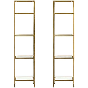 Crosley Furniture Aimee Narrow Etagere Set, Gold and Glass