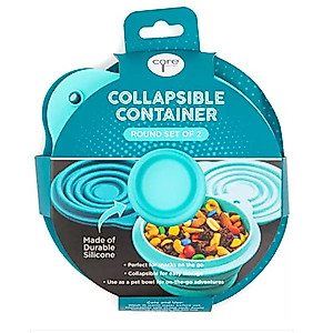 Core Home 12 oz. Round Collapsible Silicone Food Storage Containers with Lids, Set of 2, Blue