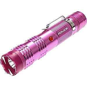 POLICE M12 Aluminum Stun Gun with LED Flashlight, Pink
