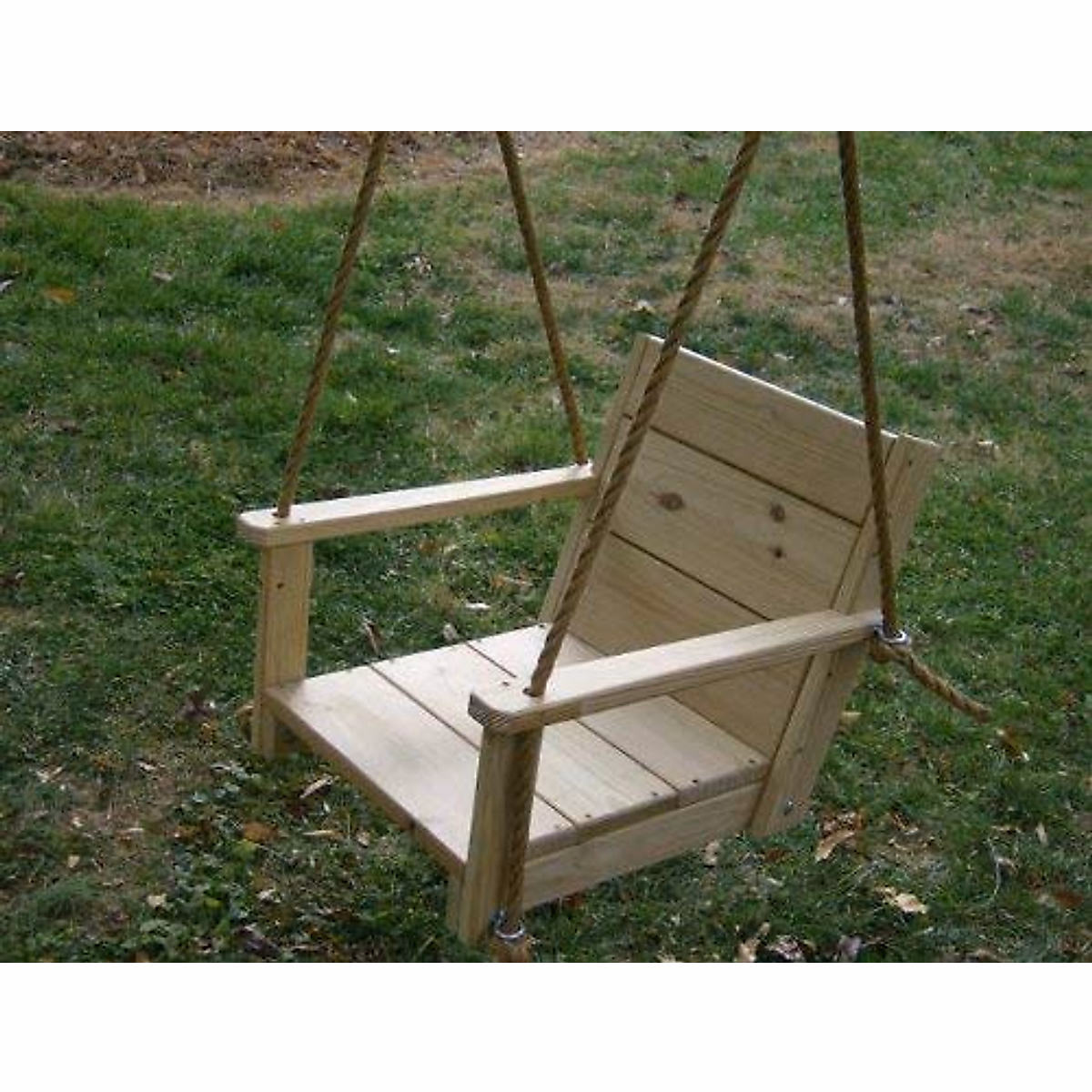 Wood Tree Swings - Wooden Hanging Chair Swing - Hang Outdoors in a Tree on a Porch or Patio Garden - Indoors in a Basement or Children's Playroom - Includes Rope and Clamps