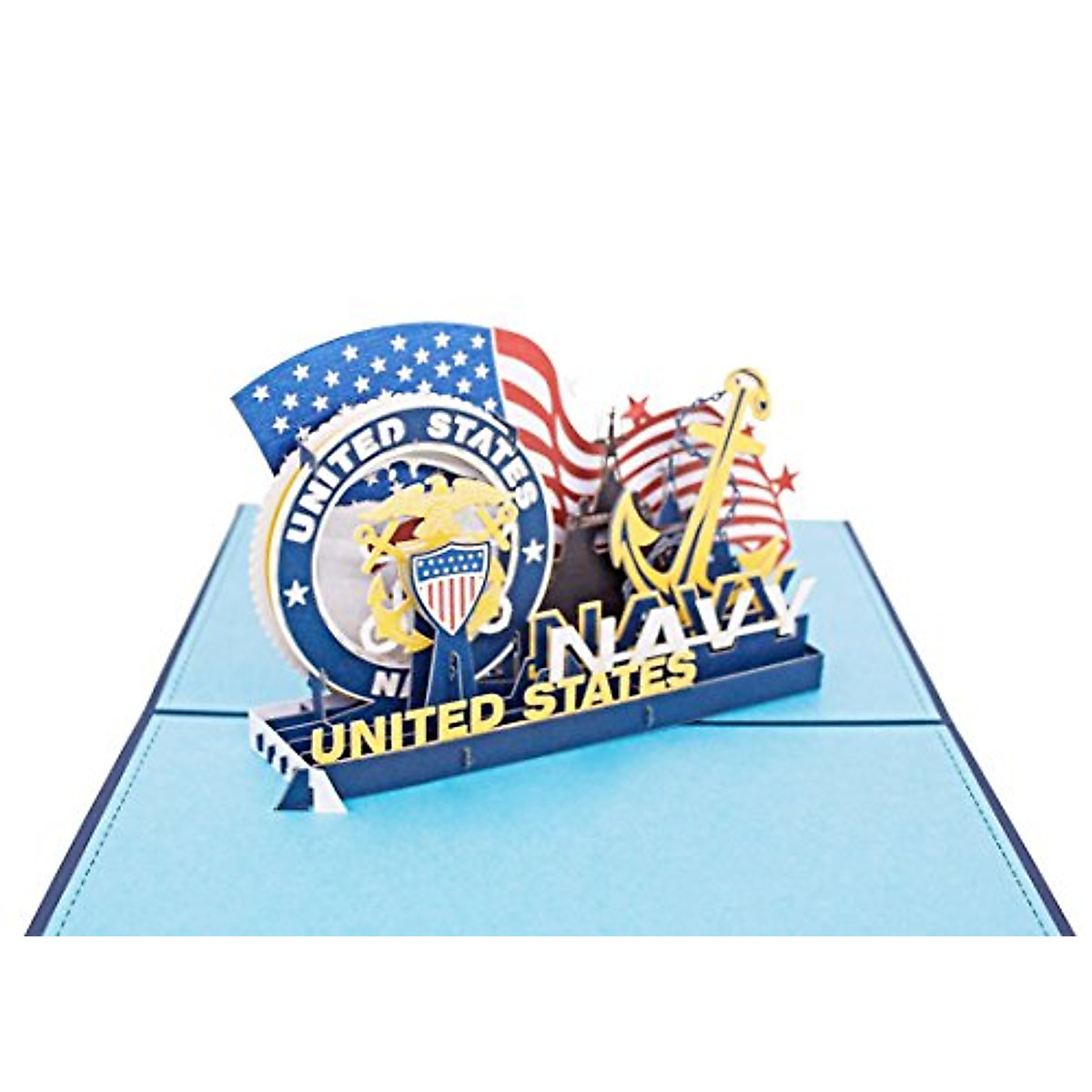 Aitpop 3D half-Handcrafted Patriotic Pop Up Navy Greeting Thank You Card with thick stikers - Perfect for Retirement, 4th of July ,for Birthday, for Valentine's Day, for Mothers Day, Spring, Fathers Day, Graduation, Wedding, Anniversary