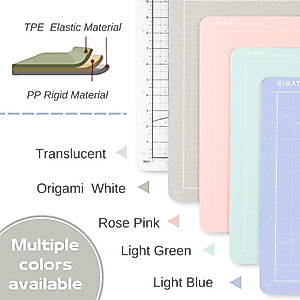 iMAT Flip Cutting Mat_M type, Self-healing, Foldable, Minimum Close to A4, Maximum 13.78'' x 37.8'', Double-sided Use, One Side: INCH, One Side: CM, Use in Crafts (Rose Pink)