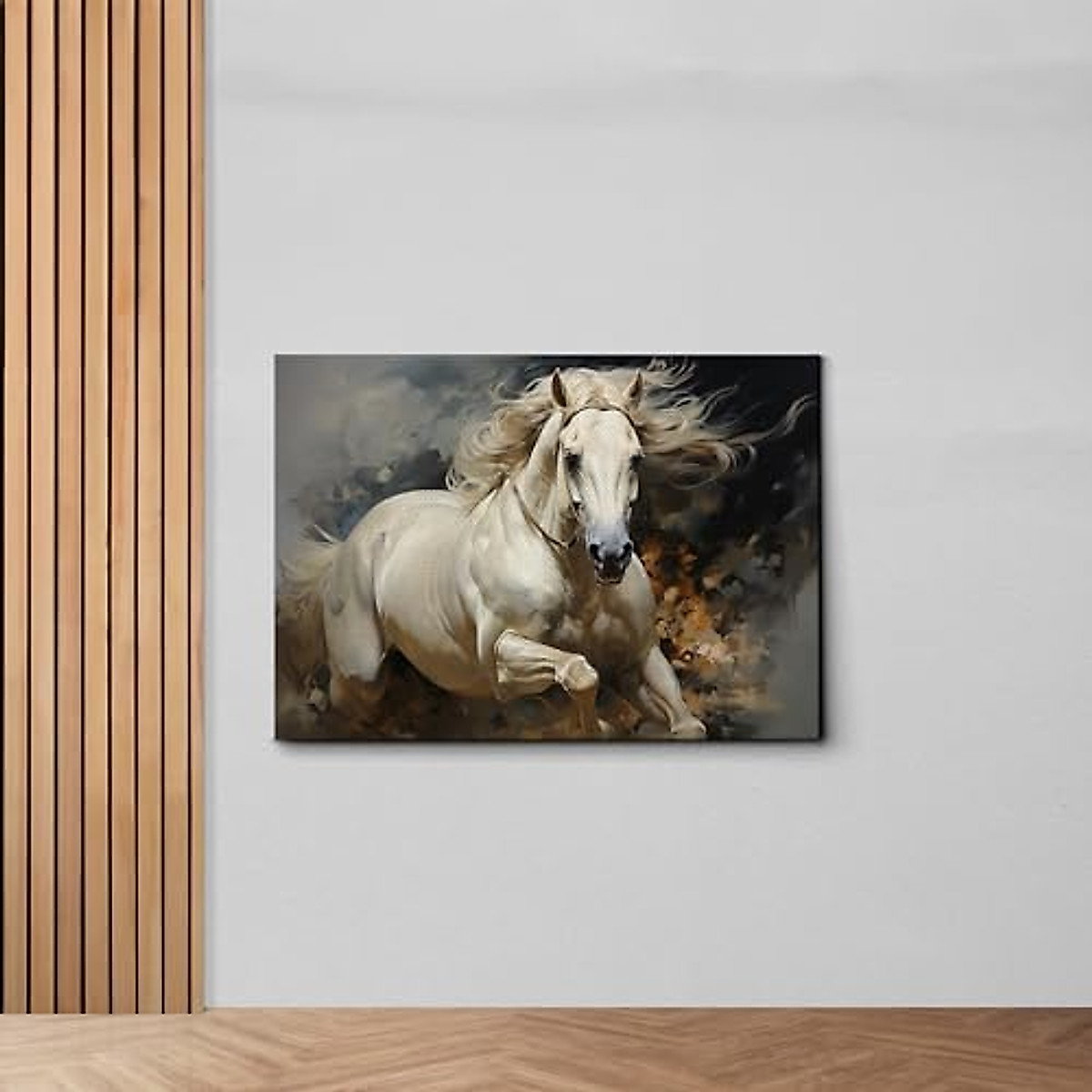 Majestic Black Stallion Galloping In The Clouds, Black Horse On Salt Flats, Canvas Print, Black Horse Print, Black Horse Wall Art