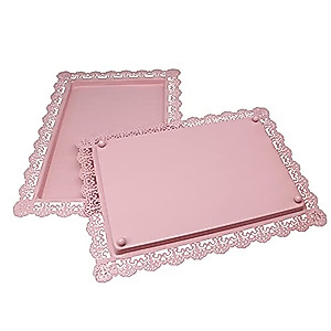 Set of 4 Pcs Iron Cake Stand Cake Holder Dessert Serving Trays for Wedding Birthday Party Baby Shower Display (Pink)
