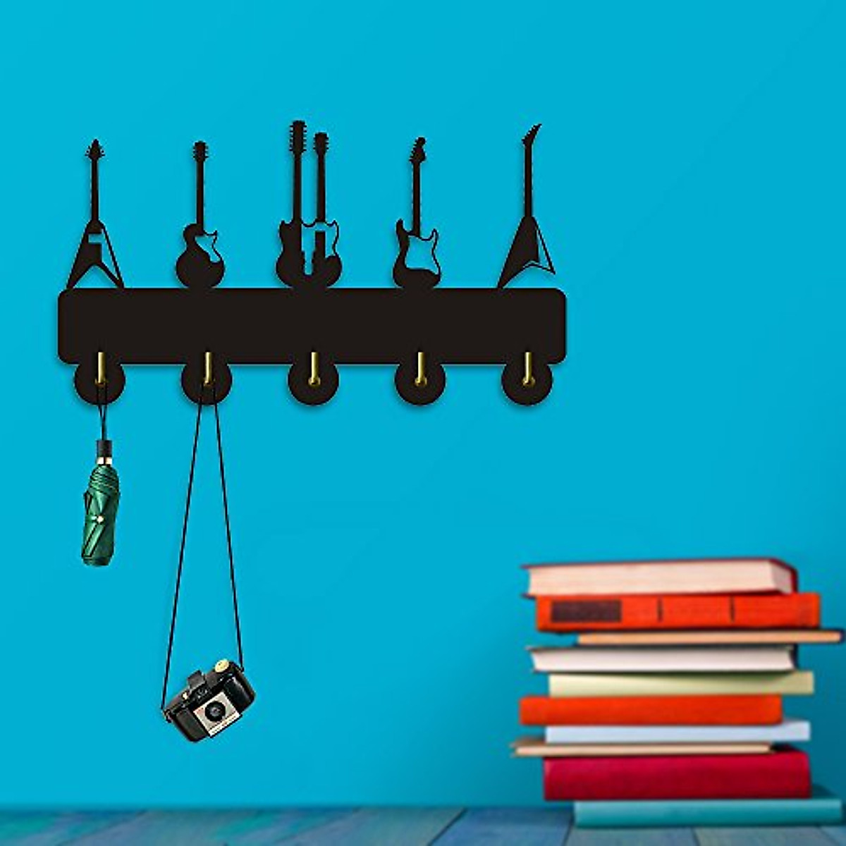 The Geeky Days Guitars Family Design Household Towl Hook Music Instrument Multi-Purpose Wall Coat Bags Clothes Hook Keys Holder Home Decor for Music Lover Gift