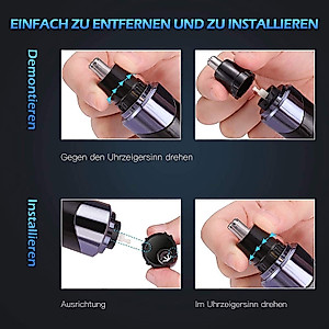 XIXIANDASHA Ear and Nose Hair Trimmer Clipper for Men Women, 4 in 1 USB Rechargeable Professional Electric Eyebrow and Facial Hair Trimmer with Waterproof Head Double-Edge Stainless Steel Blade