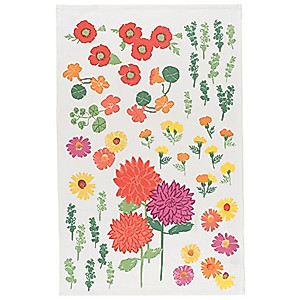 Now Designs Floursack Kitchen Towels Quick Dry Cotton Hand Towel Set, 3 Count, Flowers of The Month, 20 x 30 in