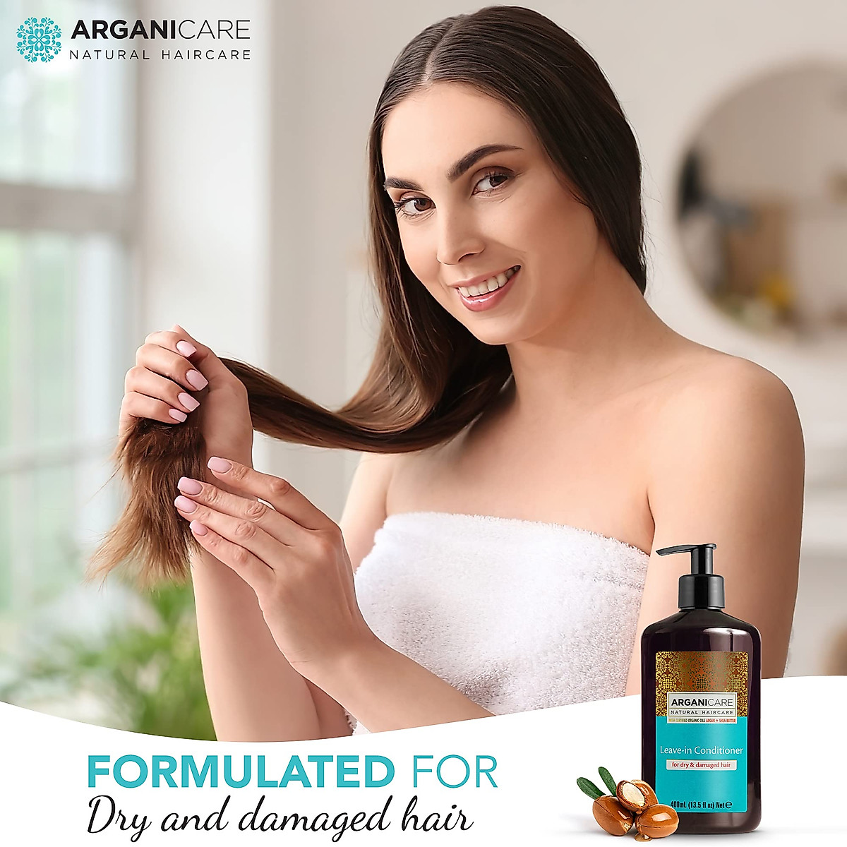Arganicare Leave in Conditioner for Dry Damaged Hair (13.5 Oz) | Enriched with Organic Moroccan Argan Oil and Shea Butter | Enhance Curl and Extra shine | Moisturizing Leave in hair conditioner