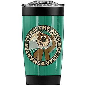 Logovision Yogi Bear Smarter Than Average Stainless Steel Tumbler 20 oz Coffee Travel Mug/Cup, Vacuum Insulated & Double Wall with Leakproof Sliding Lid | Great for Hot Drinks and Cold Beverages