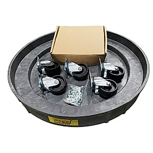 Pake Handling Tools 30 Gallon and 55 Gallon Drum Dolly - Durable Heavy Duty Plastic Drum Cart, 900 lb. Capacity, 5 Swivel Casters