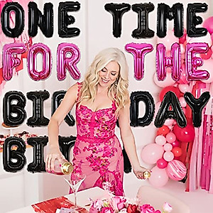 Birthday Party Decorations for Girls Women Hot Pink - One Time for the Birthday Bitch Balloons, Pink Champagne Bottle Foil Balloon for 18th 25th 30th 40th Women Girls Funny Birthday Party Supplies