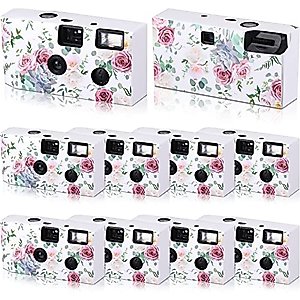 10 Pack Disposable Camera for Wedding Bulk, 34mm Single Use Camera Bulk with Flash and Hand Strap Disposable Cameras One Time Camera for Gathering Wedding Travel Party Supply (Black and White Film)