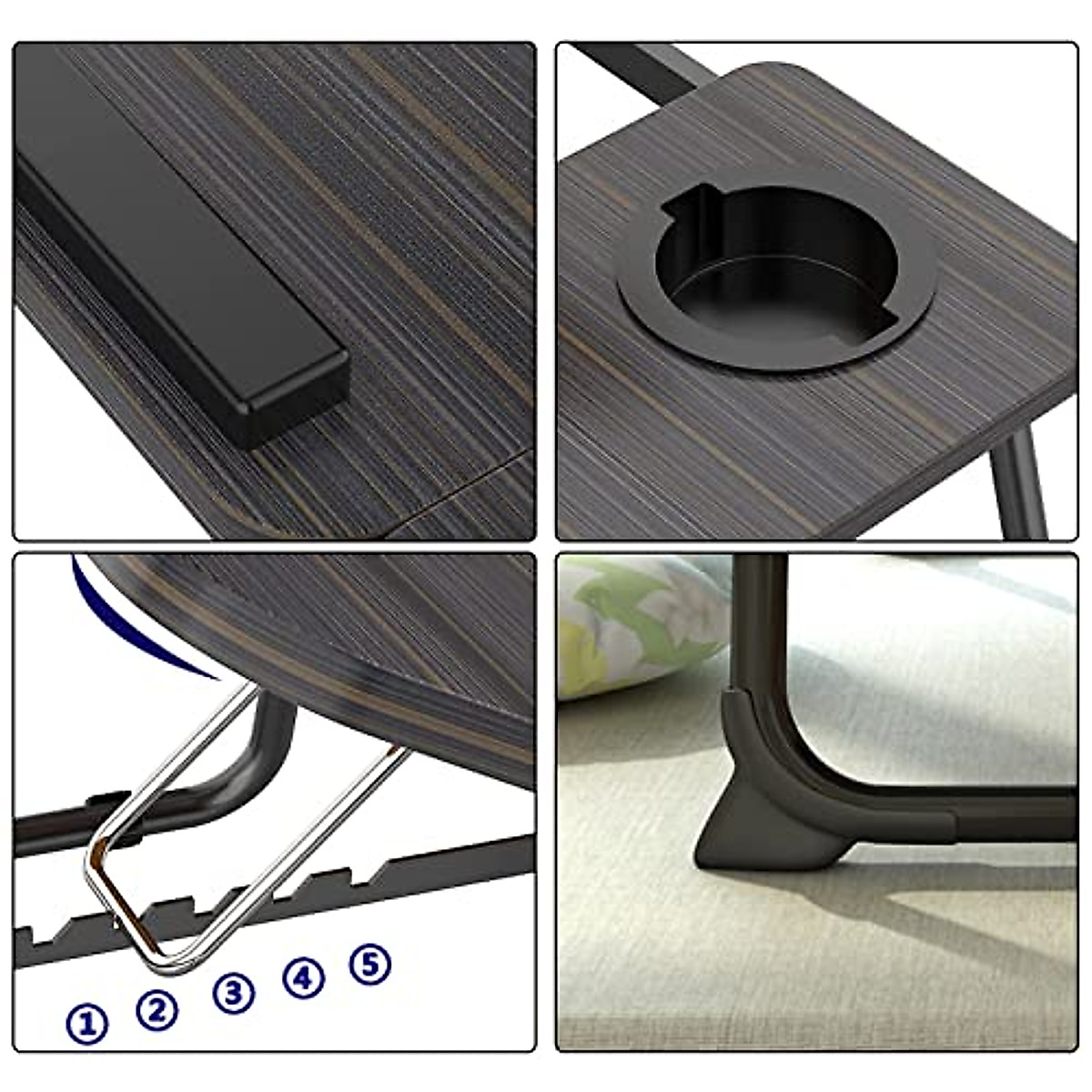 Laptop Desk for Bed,Asltoy Laptop Bed Tray Table,Foldable Lap Desk Stand Notebook Desk Adjustable Laptop Table for Bed Portable Notebook Bed Tray Lap Tablet with Cup Holder