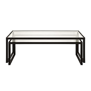 Henn&Hart Rectangular Nested Coffee Table in Blackened Bronze, Modern coffee tables for living room, studio apartment essentials