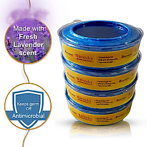 MACOBABY Lavender Scented Diaper Pail Refill Bags - Diaper Trash Can Sacks - Strong Film, 7-Layers For Trapping Bad Odor, Holds 320 Diapers - Disposable Garbage Bin Liners, Baby Essentials - Pack of 4