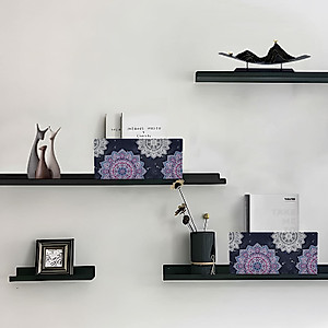 Emelivor Blue Mandala Storage Basket Bins Set (2pcs) Felt Collapsible Storage Bins with Fabric Rectangle Baskets for Organizing for Office Bedroom Closet Babies Nursery