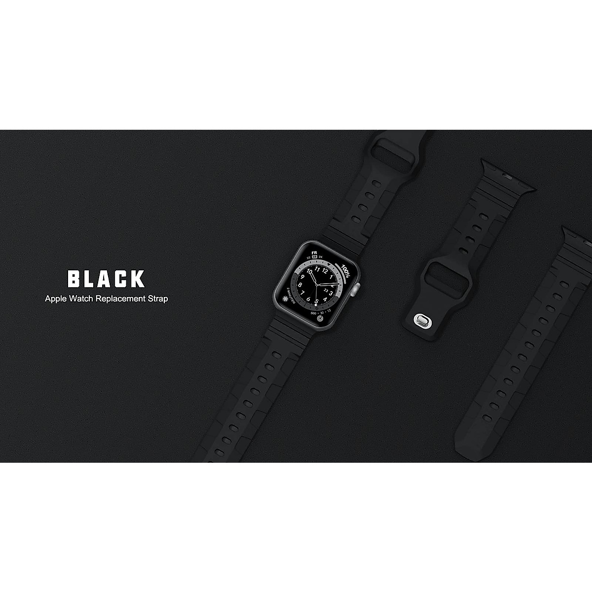 Recoppa Compatible with Apple Watch Band 49mm 45mm 44mm 42mm Band for Men Women, Soft Silicone Replacement Bands for iWatch Ultra 2 Series 9/8/7/6/5/4/SE, Black 42mm/44mm/45mm/49mm