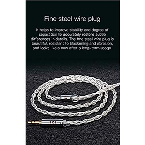 Kinboofi TRI Earphone Cable 4 Core Silver Plated Single Crystal Copper Cable, Upgraded HiFi Earphone Cable Wire Extension Cord (2.5mm Plug, C Pin)