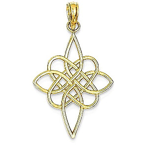 IceCarats 14K Yellow Gold Heart Claddagh Celtic Love Knot Necklace Charm Pendant Irish Jewelry Only