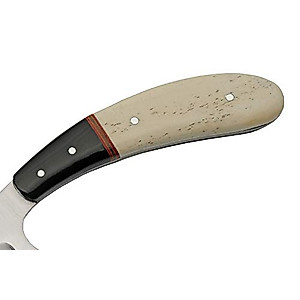 SZCO Supplies 8" Fixed Blade Full-Tang Bone/Horn Handle Upsweep Outdoor Hunting Skinner Knife with Sheath, White/Black