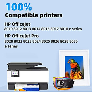 Compatible 910 Ink Cartridge Replacement for HP 910 Ink Cartridges Work with HP OfficeJet Pro 8025e 8020 8035 8023 8028e Printer, HP Officejet 8012 8022 8010 8015 Printer 4 Pack