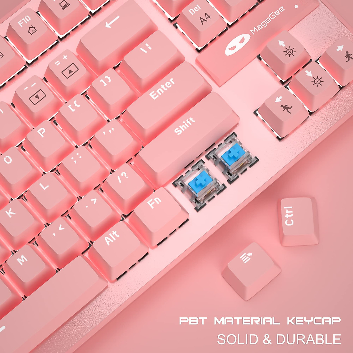 Pink Mechanical Keyboard Gamer Gaming White Backlit Wired TKL 87 Keys Gaming Keyboard with Blue Switch Keyboard for PC Gamer Computer Laptop/PS4/Xbox/MAC/Windows(Pink)
