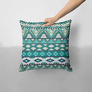 iiRov Vector Teal & Green Aztec Pattern - Custom Decorative Home Decor Indoor or Outdoor Throw Pillow Cover for Sofa, Bed or Couch Cushion (Pillow CASE Cover ONLY)