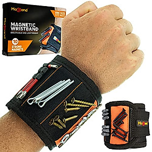 MagBand Magnetic Wristband For Holding Screws, Nails and Drilling Bits - 10 Strong Magnets - Men & Women's Tool Bracelet - Gift Ideas for Dad, Husband, Handyman or Handy Woman